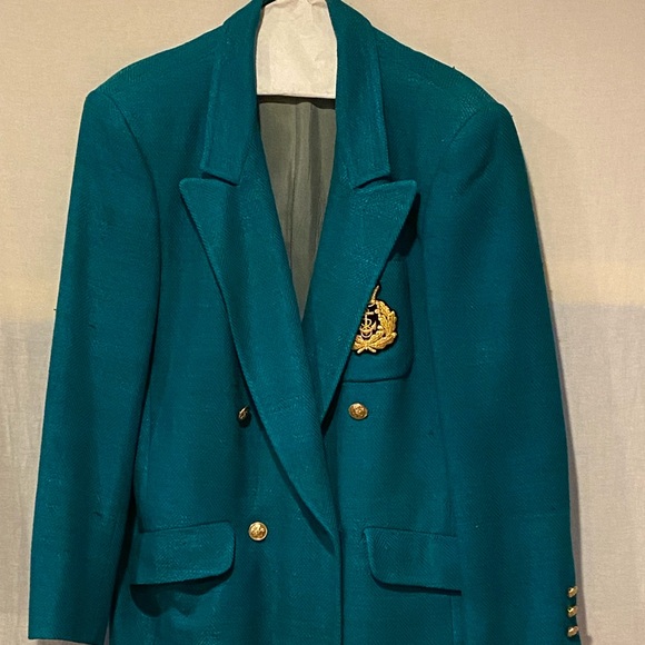 Jackets & Coats | Vintage Turquoise 10 Wool Yacht Club Blazer Size M ...